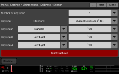 Calibrate Sensor: Manual Capture