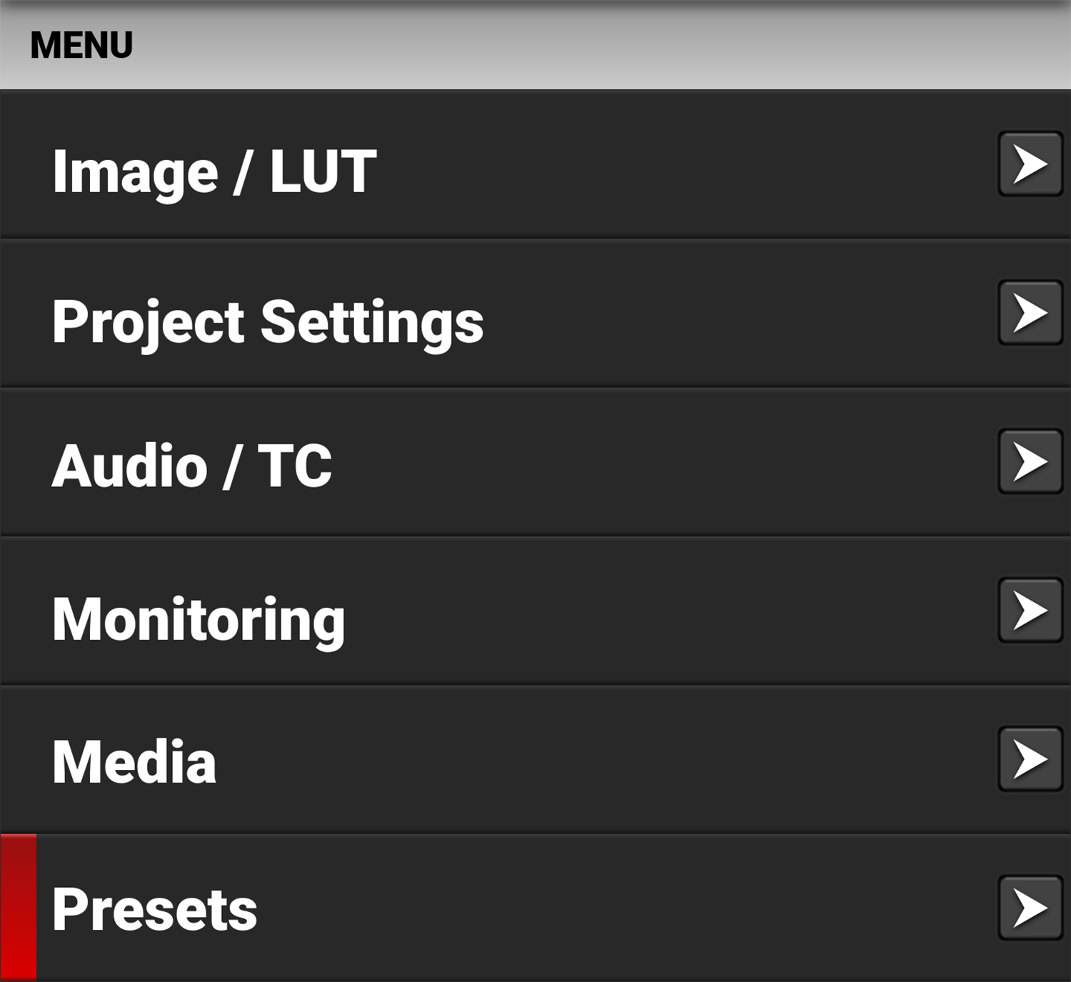 Presets Menu