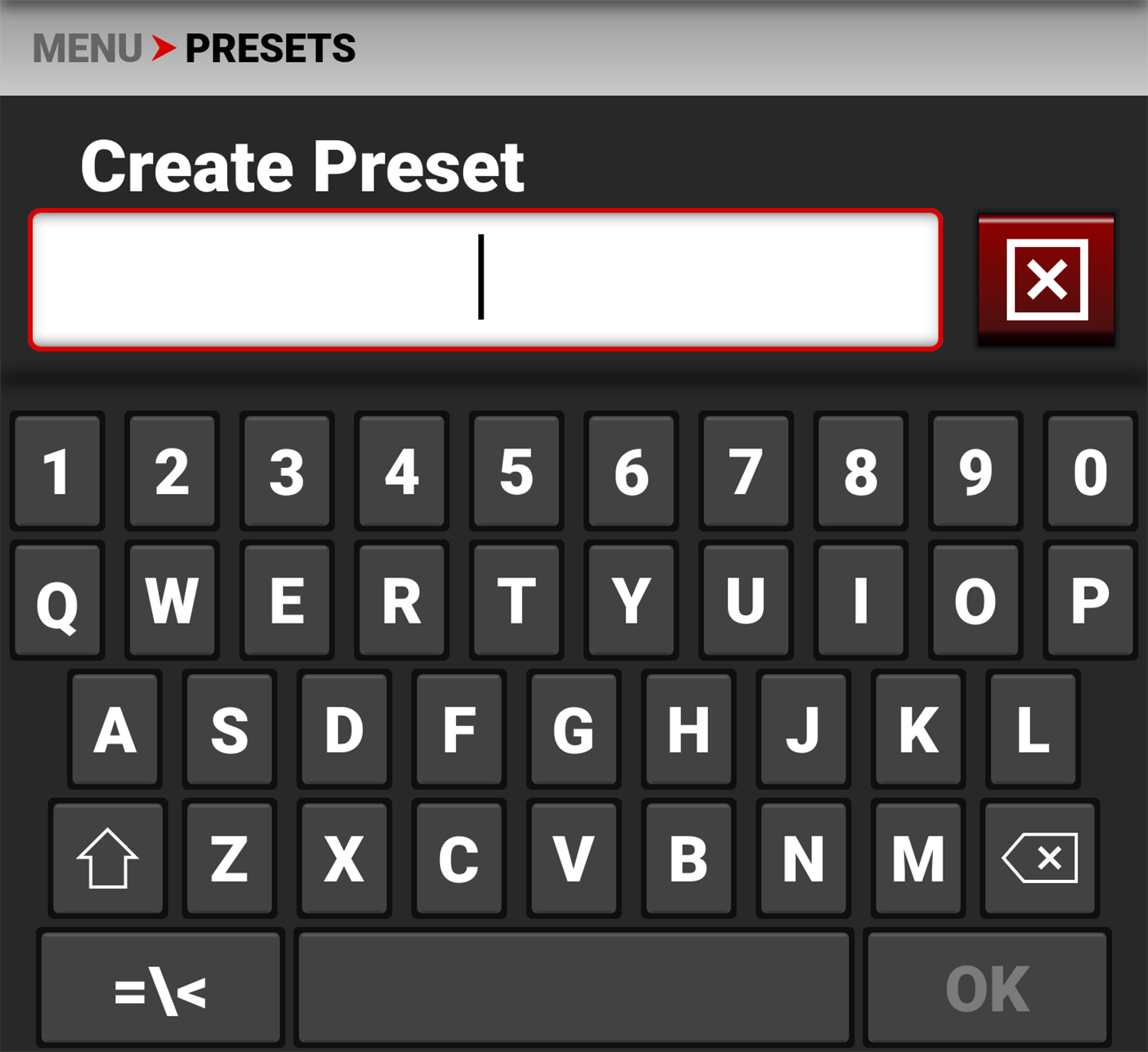 Presets Menu
