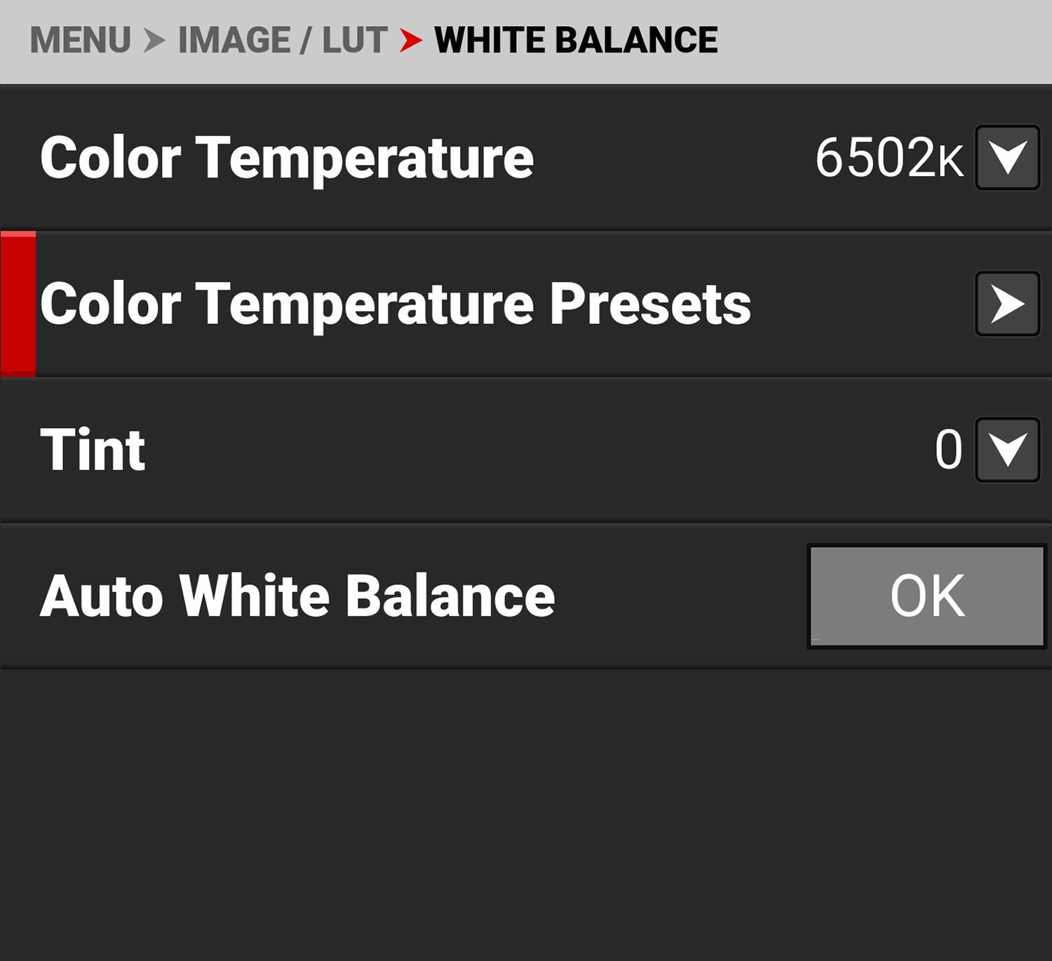 Color Temperature Presets