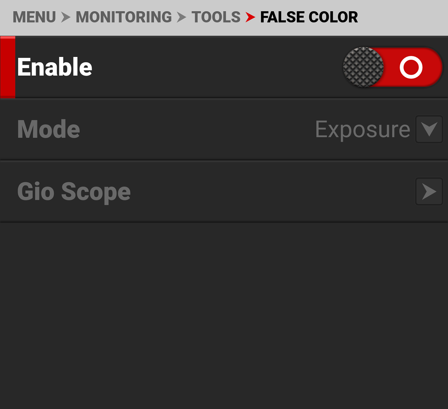 red camera false color chart